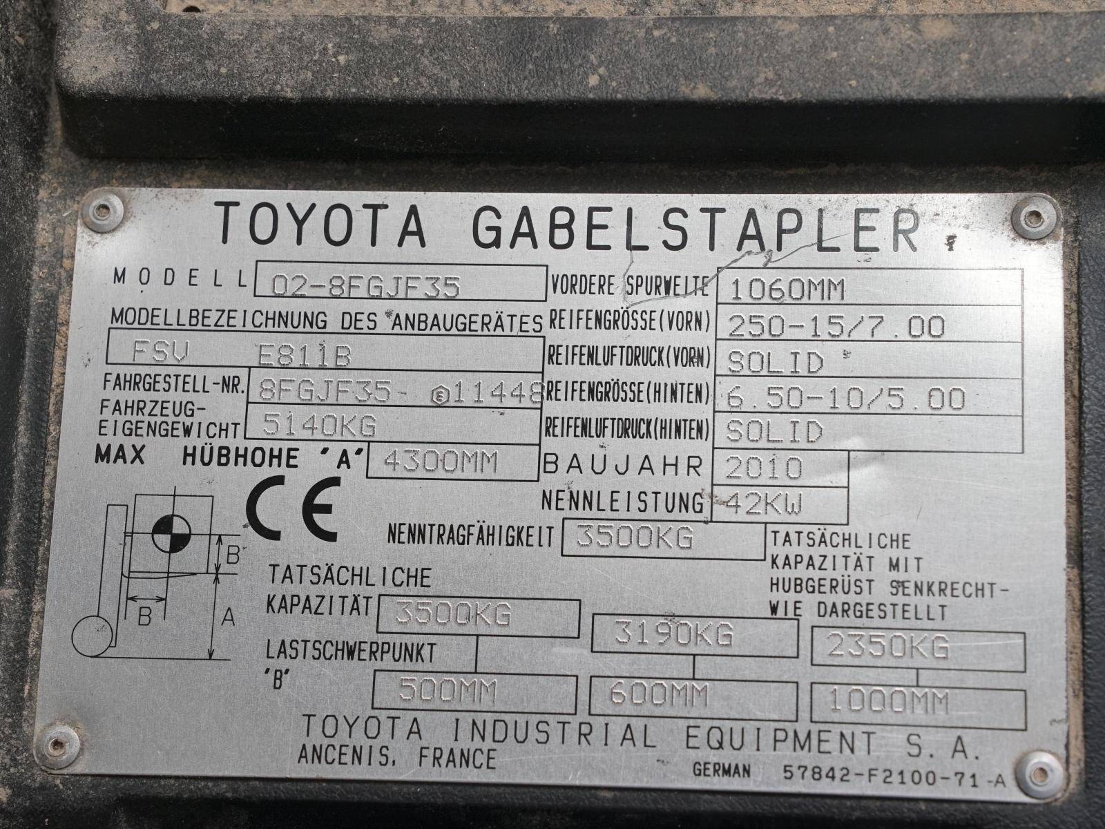 Auction TOYOTA Forklift truck Tonero 35 SAS